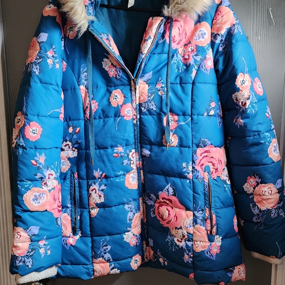 Matilda Jane | Jackets & Coats | Matilda Jane Blue Floral Puffer Jacket ...